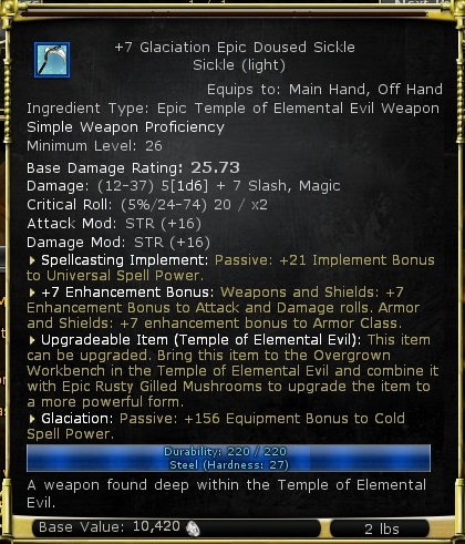 Item:+7 Glaciation Epic Doused Sickle - DDO wiki