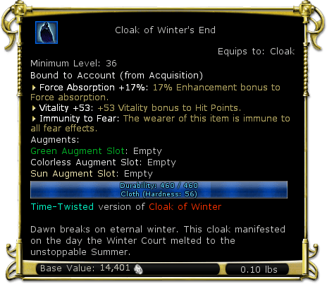 Item:Cloak of Winter's End (level 36) - DDO wiki