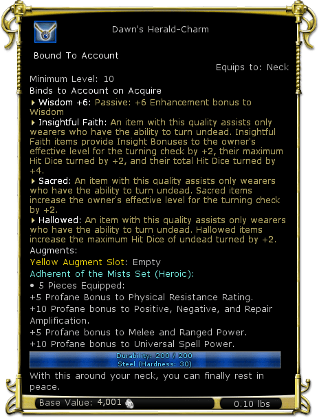 Item:Dawn's Herald-Charm - DDO wiki
