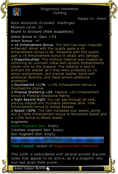 Item:Dragonsoul Vestments (level 20) - DDO wiki