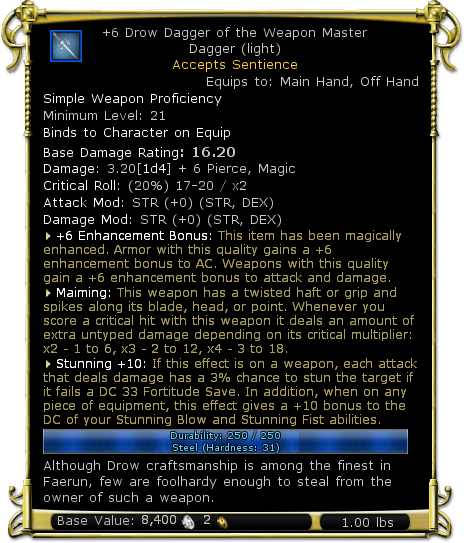 Item:Drow Dagger of the Weapon Master - DDO wiki
