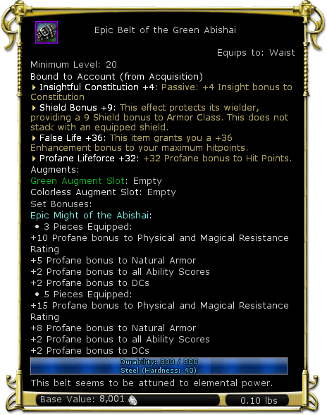 Item:Epic Belt of the Green Abishai - DDO wiki