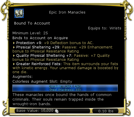 Item:Epic Iron Manacles - DDO wiki