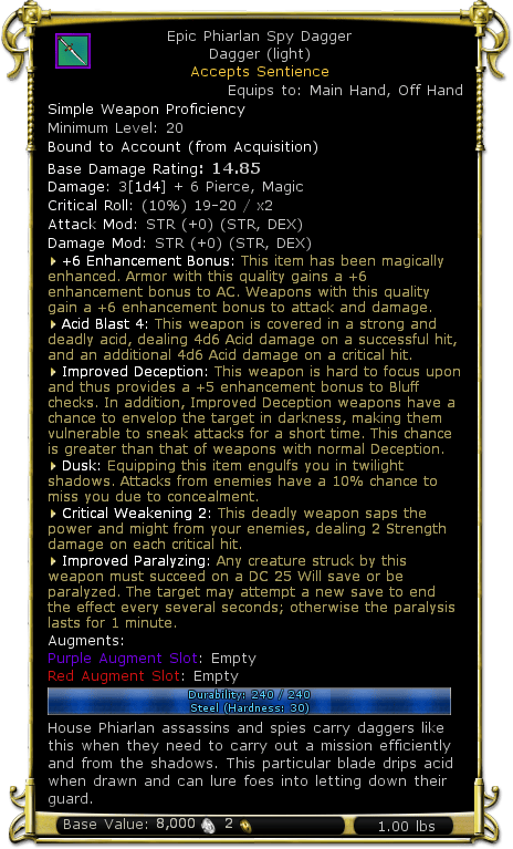 Item:Epic Phiarlan Spy Dagger - DDO wiki