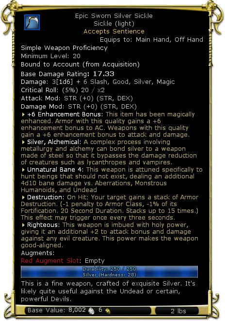 Item:Epic Sworn Silver Sickle - DDO wiki