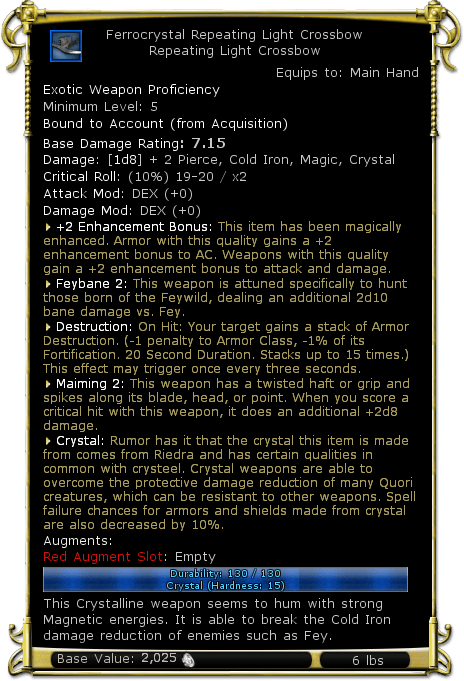 Item:Ferrocrystal Repeating Light Crossbow - DDO wiki