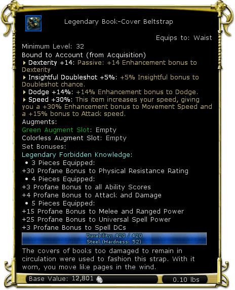 Item:Legendary Book-Cover Beltstrap - DDO wiki