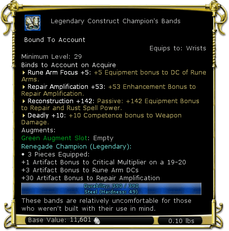 Item:Legendary Construct Champion's Bands - DDO wiki