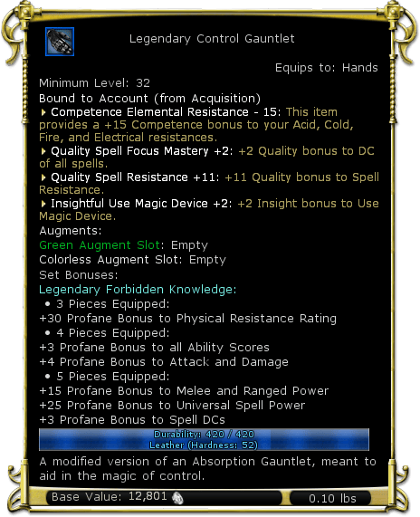 Item:Legendary Control Gauntlet - DDO wiki