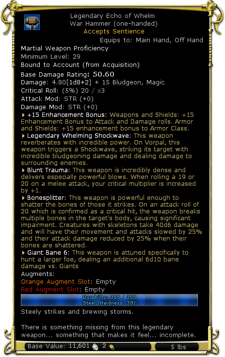 Item:Legendary Echo of Whelm - DDO wiki