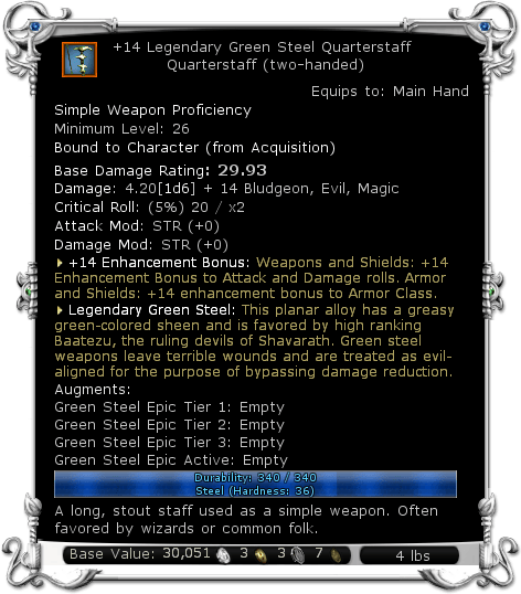 Item:Legendary Green Steel Quarterstaff - DDO wiki