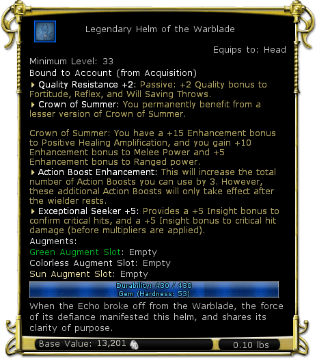 Item:Legendary Helm of the Warblade - DDO wiki