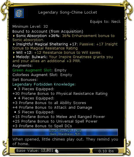 Item:Legendary Song-Chime Locket - DDO wiki