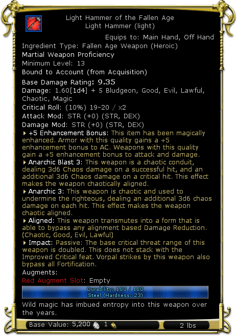 Item:Light Hammer of the Fallen Age - DDO wiki