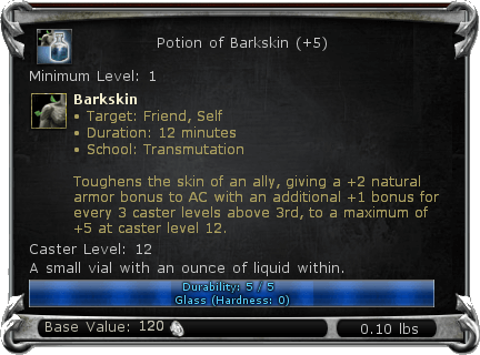 Item:Potion of Barkskin - DDO wiki