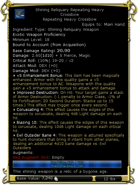 Item:Shining Reliquary Repeating Heavy Crossbow - DDO wiki