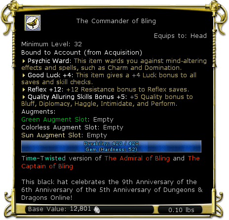 Item:The Commander of Bling (level 32) - DDO wiki