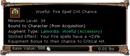 Item:Woeful: Fire Spell Crit Chance - DDO wiki