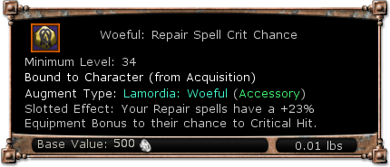 Item:Woeful: Repair Spell Crit Chance - DDO wiki
