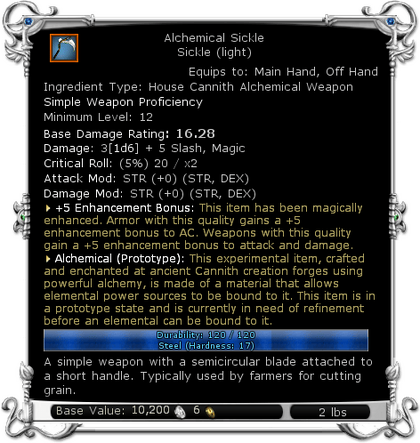 Item:Alchemical Sickle - DDO wiki