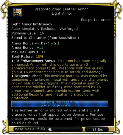 Item:Dragontouched Leather Armor - DDO wiki