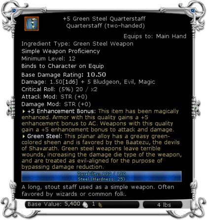 Item:Green Steel Quarterstaff - DDO wiki
