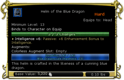 Item:Helm of the Blue Dragon (level 13) - DDO wiki