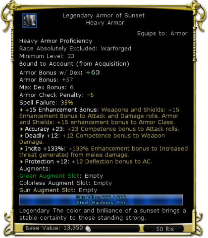 Item:Legendary Armor of Sunset - DDO wiki
