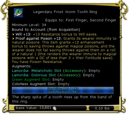 Item:Legendary Frost Worm Tooth Ring - DDO wiki