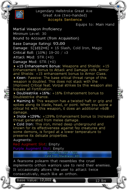 Item:Legendary Hellstroke Great Axe - DDO wiki