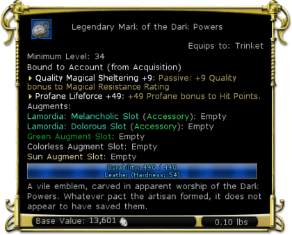 Item:Legendary Mark of the Dark Powers - DDO wiki