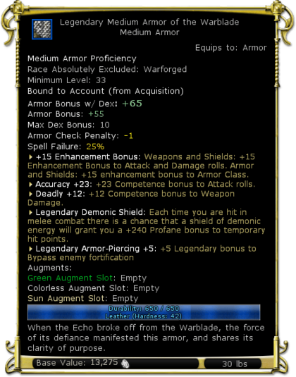 Item:Legendary Medium Armor of the Warblade - DDO wiki