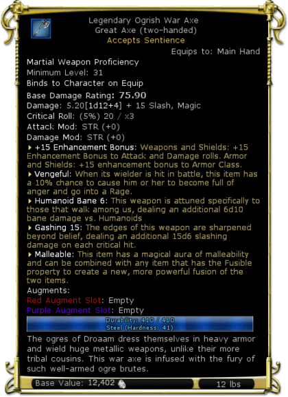 Item:Legendary Ogrish War Axe - DDO wiki