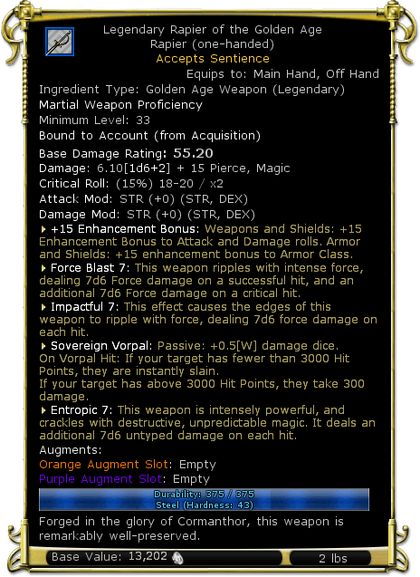 Item:Legendary Rapier of the Golden Age - DDO wiki