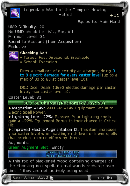 Item:Legendary Wand of the Temple's Howling Hatred - DDO wiki