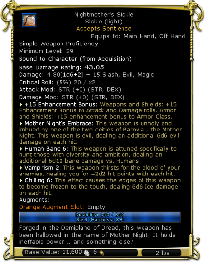 Item:Nightmother's Sickle - DDO wiki