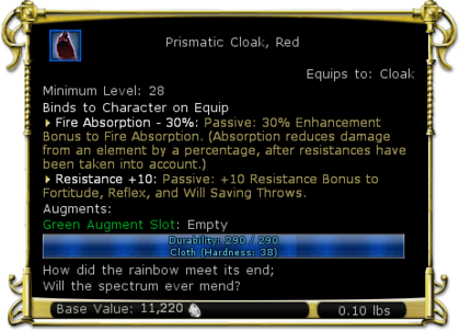 Item:Prismatic Cloak, Red (level 28) - DDO wiki