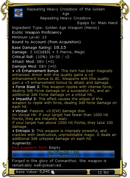 Item:Repeating Heavy Crossbow of the Golden Age - DDO wiki