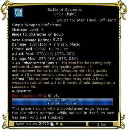 Item:Sickle of Sypheros - DDO wiki