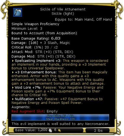 Item:Sickle of Vile Attunement - DDO wiki