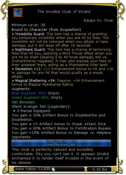 Item:The Invisible Cloak of Strahd - DDO wiki